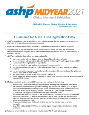 Fillable Online Guidelines for ASHP Pre-Registration Lists - midyear ...