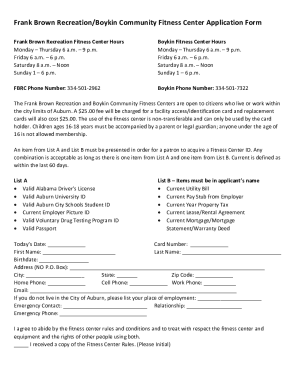 Fillable Online Recreation/Boykin Community Fitness Center Form Fax ...