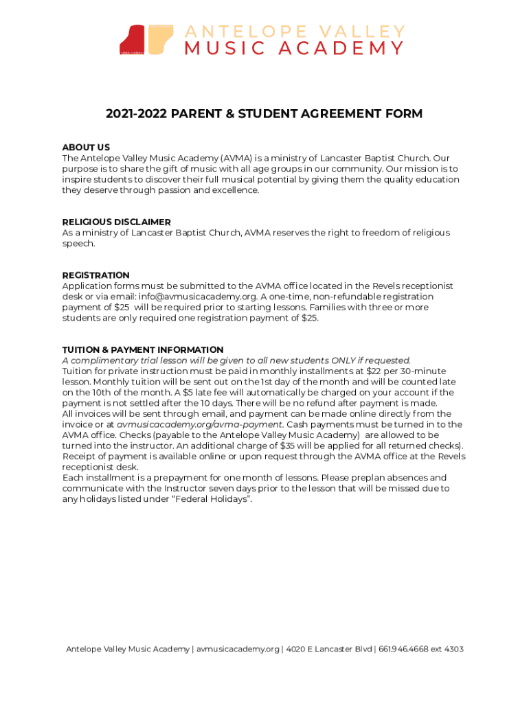 Fillable Online Fillable Online Parent Student Agreement Form.docx Fax ...