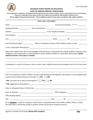 Fillable Online Leave of Absence Medical Verification Form.docx Fax ...
