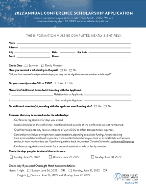 Fillable Online 2022 ANNUAL CONFERENCE SCHOLARSHIP APPLICATION Fax ...