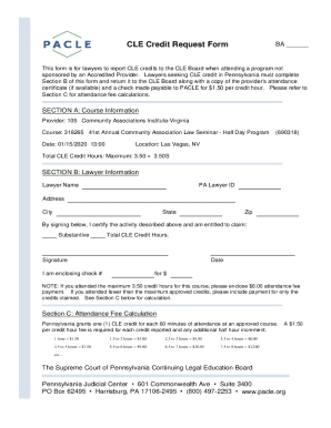 Fillable Online CLE Credit Request Form Fax Email Print - pdfFiller