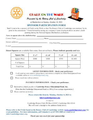 Fillable Online SPONSOR PARTICIPATION FORM - cambridgerotary.org Fax Email Print - pdfFiller