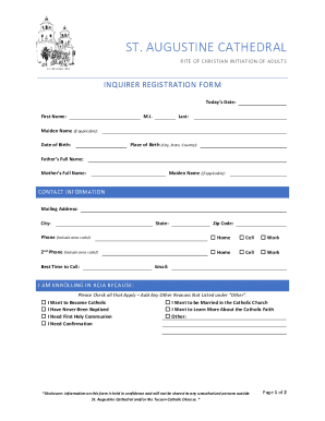 Fillable Online ST. AUGUSTINE CATHEDRAL Fax Email Print - pdfFiller