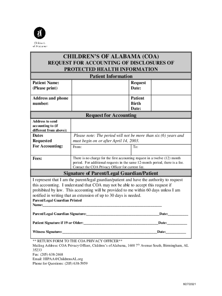 Fillable Online Authorization Release Information - Children's of ...