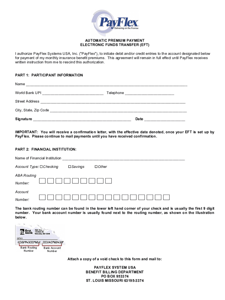 Fillable Online World Bank DB member PayFlex EFT Authorization Form.doc Fax Email Print - pdfFiller