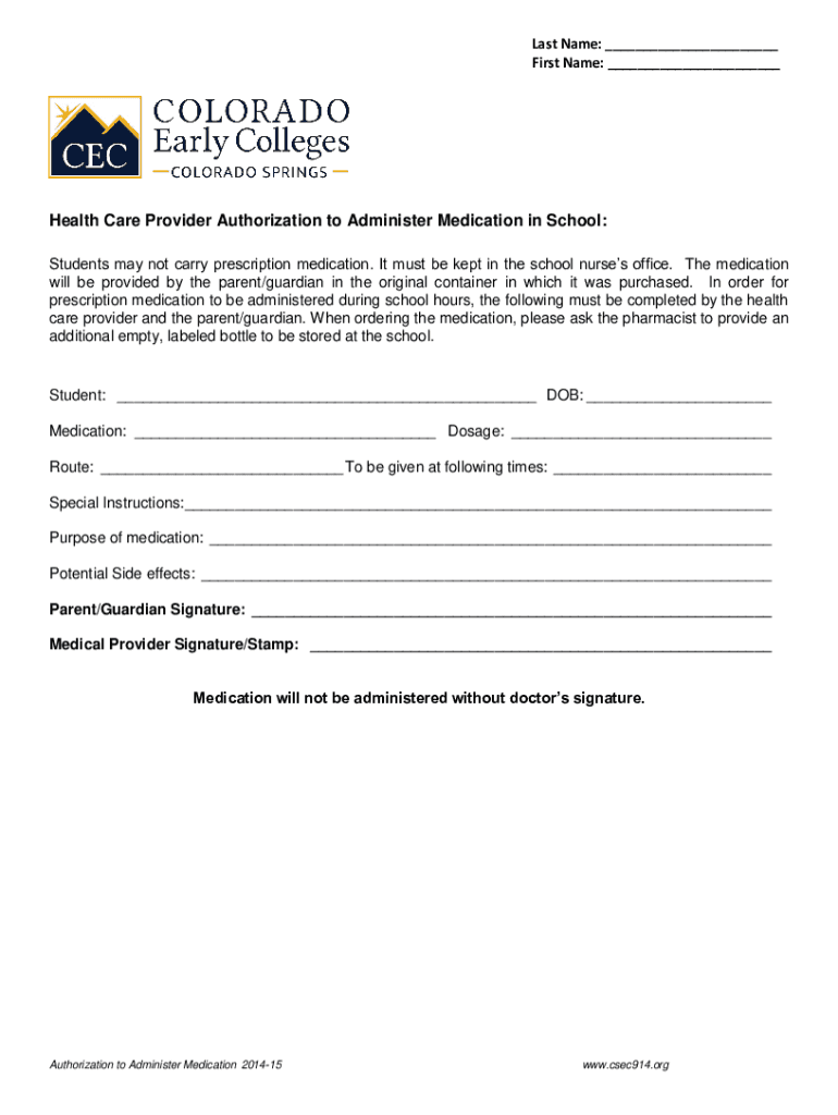 Fillable Online Health Care Provider Authorization to Administer ...