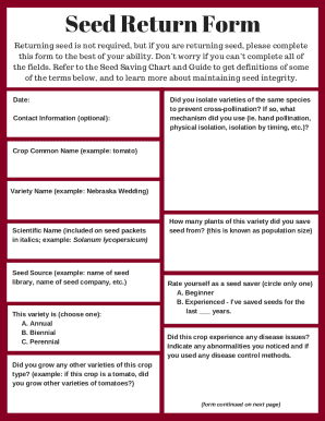 Fillable Online Seed Return Form Fax Email Print - pdfFiller