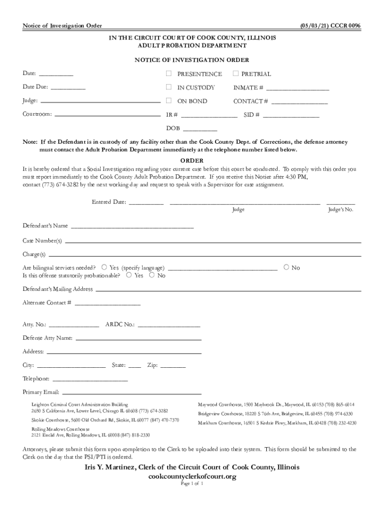 Fillable Online services cookcountyclerkofcourt Affidavit for Change of ...