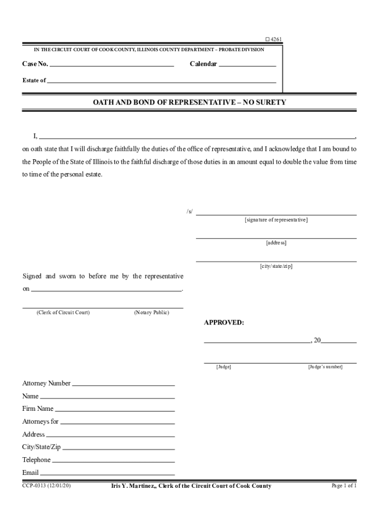 Fillable Online services cookcountyclerkofcourt Justia :: Oath And Bond ...