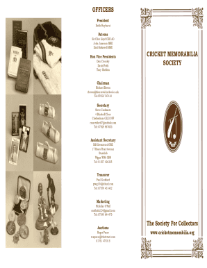 Fillable Online John Jameson MBE CRICKET MEMORABILIA SOCIETY Fax Email ...