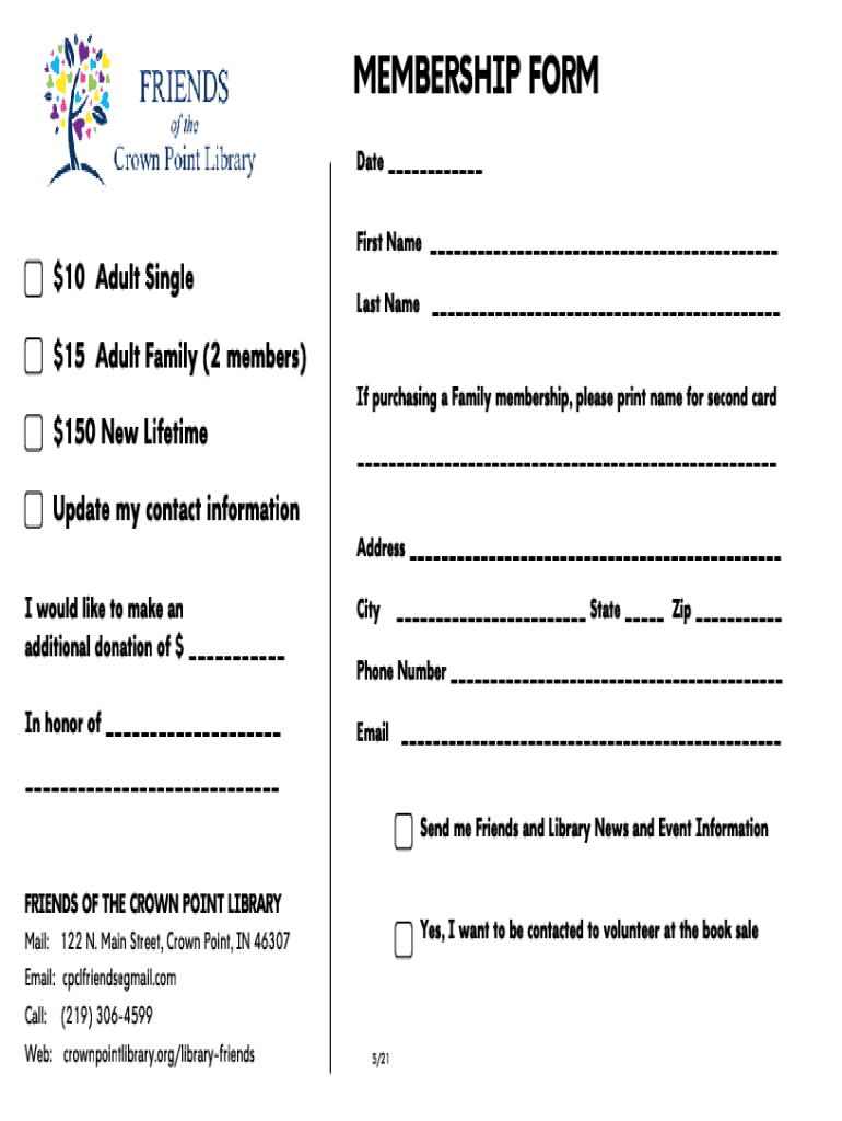 Fillable Online Friends-Membership Form Fax Email Print - pdfFiller