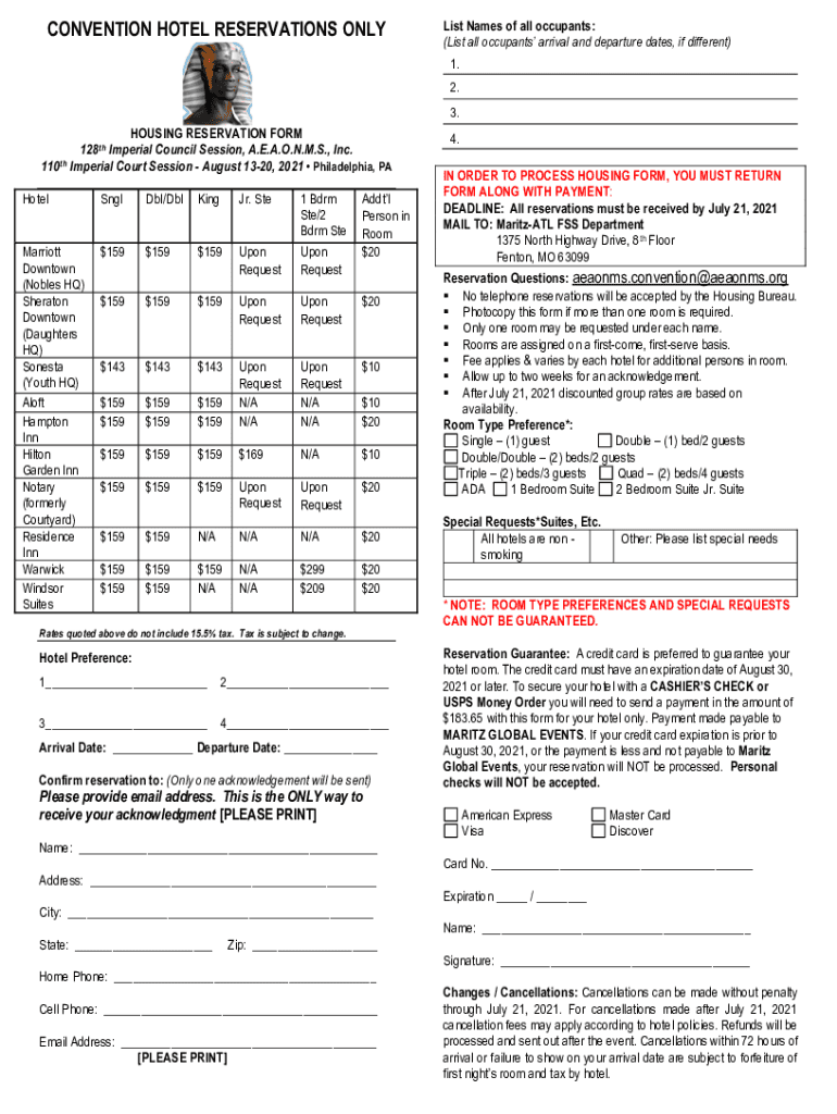 Fillable Online www.pdffiller.com246041688-AEAONMS-Housing-FormGet the ...