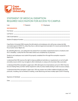 Fillable Online Medical Exemption Form September 21 Fax Email Print ...