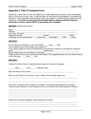 Fillable Online Appendix 3: Title VI Complaint Form Fax Email Print - pdfFiller
