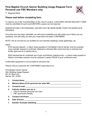 Fillable Online FBCG Building Usage Request Form personal Fax Email ...