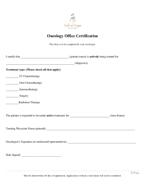 Fillable Online Oncology Office Certification Form Fax Email Print ...
