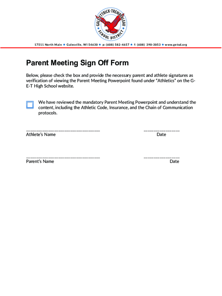 Fillable Online AD Parent Meeting Sign Off Form.docx Fax Email Print ...