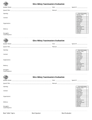 Fillable Online Blank-Generic-Evaluation-ToastMaster-Form-Template-Free ...