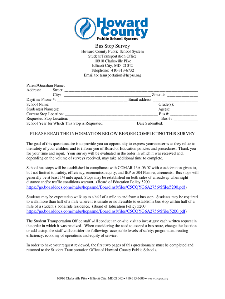 Fillable Online Howard County Public School - best-schools.info Fax ...