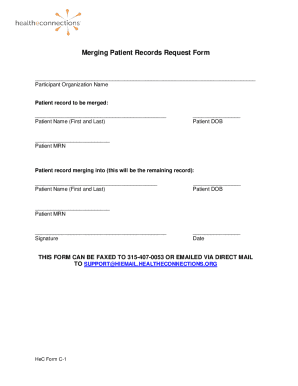 Fillable Online Merging Patient Records Request Form ...
