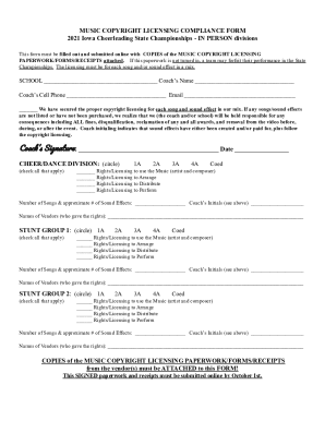Fillable Online Copy of Music Copyright Licensing Compliance Form 2021 ...