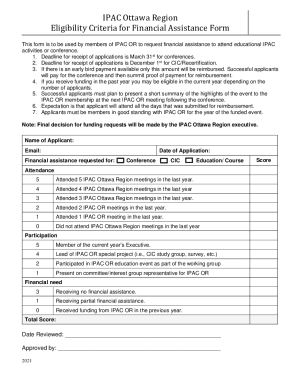 Fillable Online IPAC Ottawa RegionEligibility Criteria for Financial ...