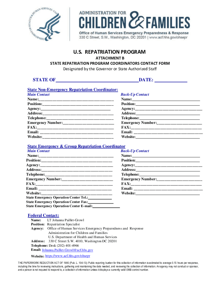 Fillable Online REPATRIATION ANNEX TO THE CEMP FINAL PDF - Florida ...