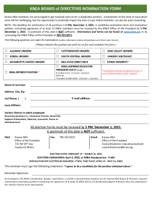 Fillable Online KNEA BOARD of DIRECTORS NOMINATION FORM Fax Email Print - pdfFiller