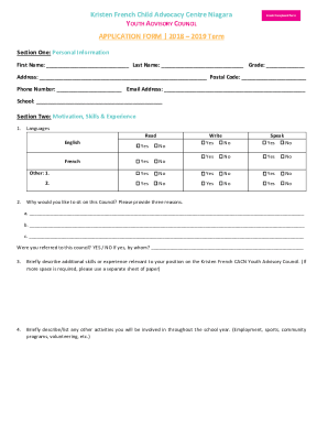 Fillable Online YAC Application Form 1 Fax Email Print - pdfFiller