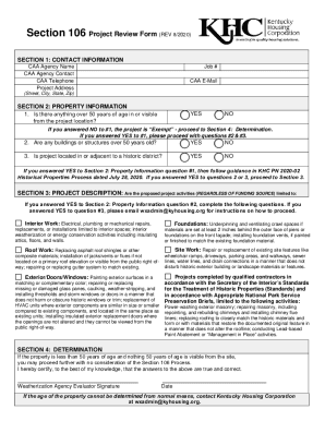 Fillable Online Fillable Online kyhousing Section 106 Project Review ...