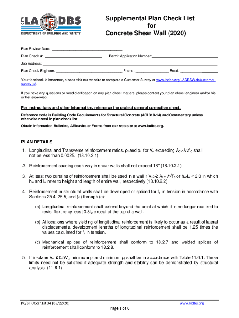 Fillable Online Supplemental Plan Check Correction Sheets for ...