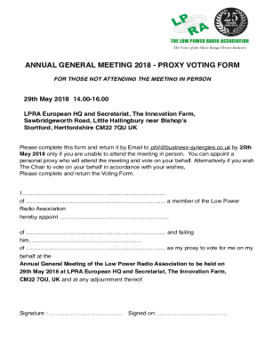 Fillable Online PROXY VOTING FORM LPRA AGM 2018 Fax Email Print - pdfFiller