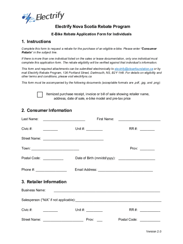 E Bike Rebate Nova Scotia - Fill Online, Printable, Fillable, Blank ...