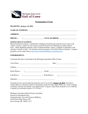 Fillable Online 2022 Nomination Information and Form Fax Email Print - pdfFiller