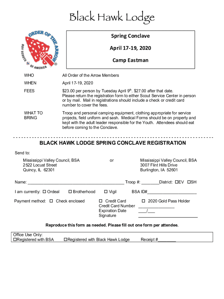 Fillable Online Fillable Online Black Hawk Lodge - Mississippi Valley ...