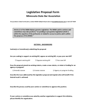 Fillable Online Legislative Proposal Form (MSBA position) Fax Email ...