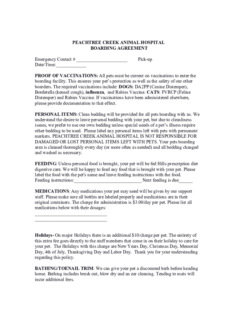 Fillable Online Boarding Consent Form - Mountainview Veterinary ...