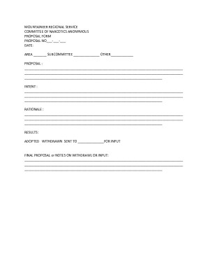 Fillable Online COMMITTEE OF NARCOTICS ANONYMOUS PROPOSAL FORM PROPOSAL ...
