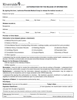 Fillable Online General Medical Records Release and Authorization Form ...