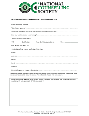 Fillable Online NCS Quality Checked ONLINE Course - Initial Application form Fax Email Print ...
