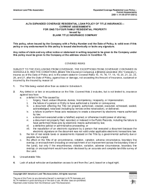 Fillable Online American Land Title Association ALTA Short Form ...