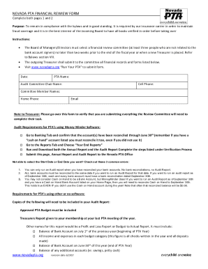 Fillable Online Fillable Online NEVADA PTA FINANCIAL REWIEW FORM Fax ...