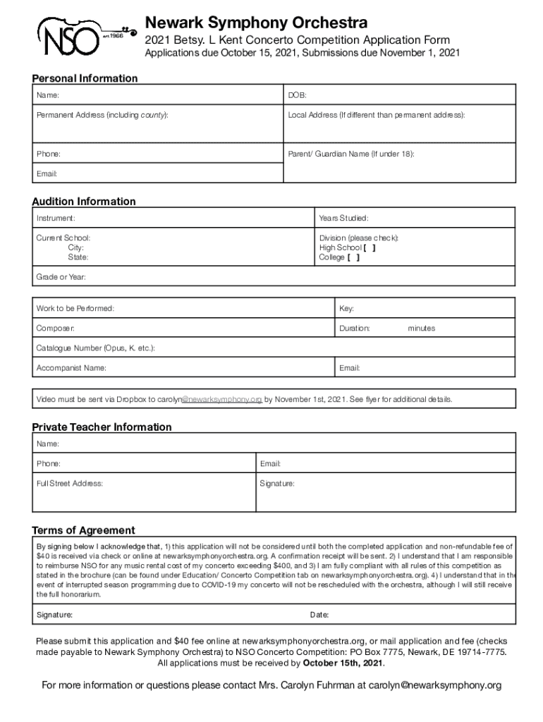 Fillable Online NSO Concerto Competition Application Form Fax Email ...