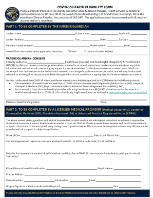 Fillable Online Health Eligibility Form for Medically Fragile Students ...