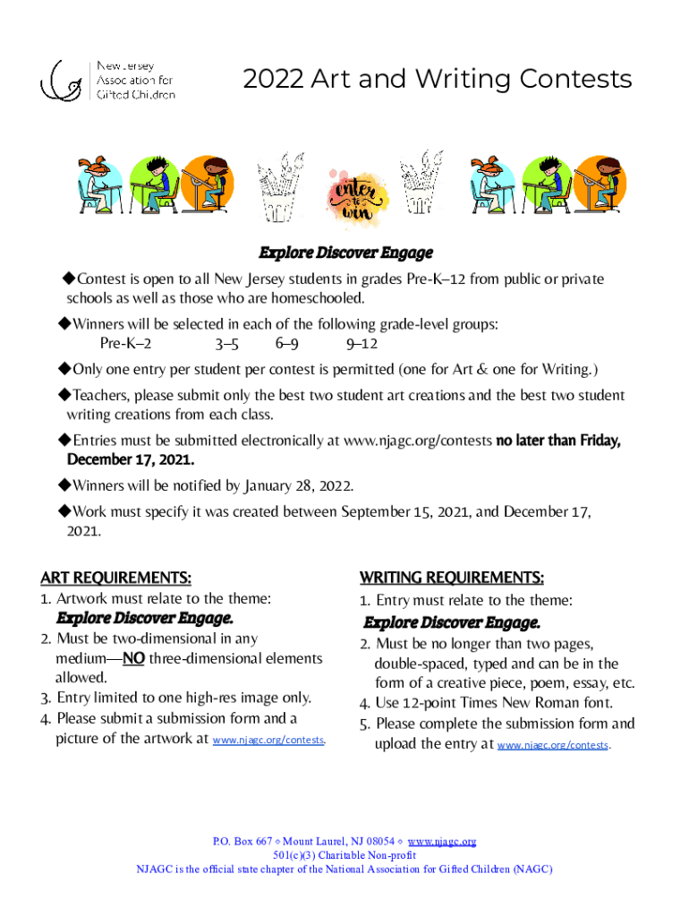 Fillable Online 2022 Art Writing Contest Flyer/Form Fax Email Print ...