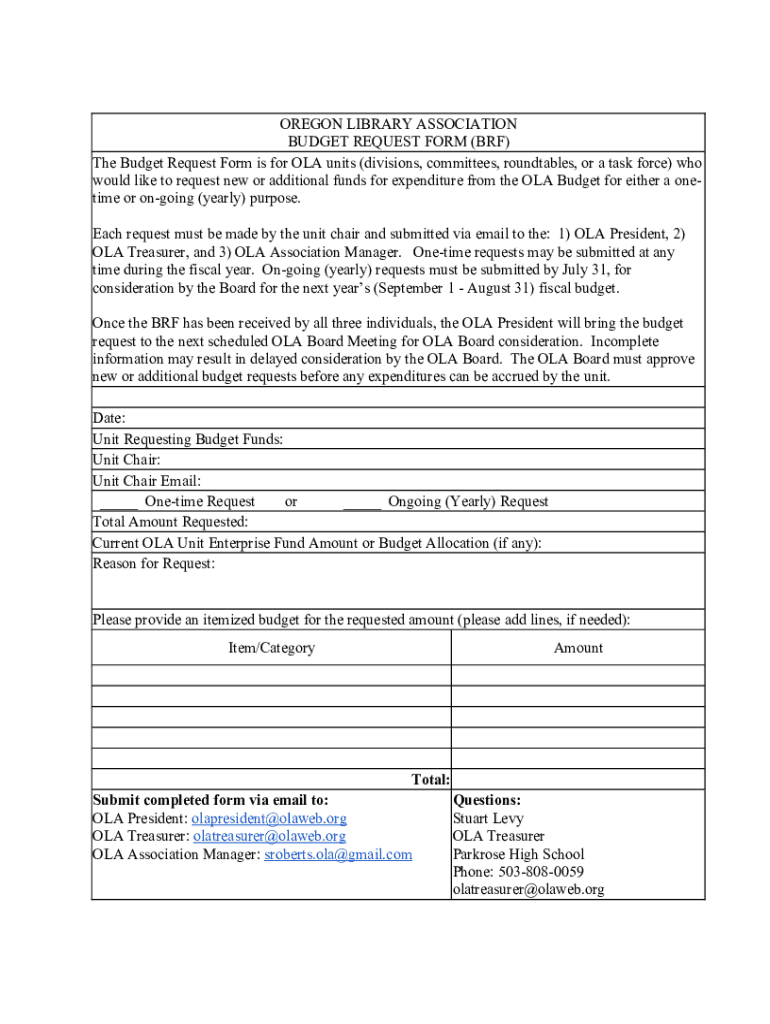 Fillable Online Fillable Online ola memberclicks OLA Budget Request ...