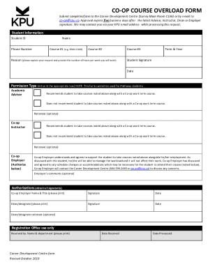 Fillable Online COOP Course Overload Form Fax Email Print - pdfFiller