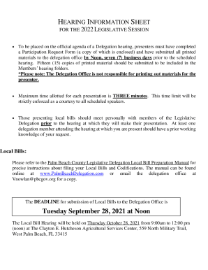 Fillable Online Hearing Information Sheet for the 2022 Legislative ...