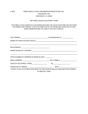 Fillable Online Pebble Beach Villas 5100 North A1A Vero Beach, FL 32963 ...